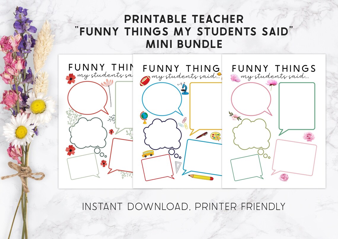 Printable Teacher Funny Things My Students Said Mini Bundle - Etsy