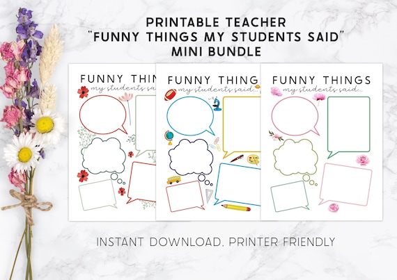 Printable Teacher Funny Things My Students Said Mini Bundle - Etsy