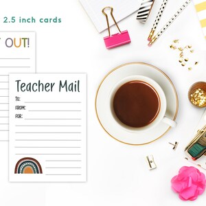 Printable Notes From Teacher Cards, Boho Llama Reward Cards, Rainbow ...