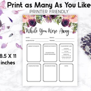 Printable Substitute Teacher Note, While You Were Away, Back to School ...