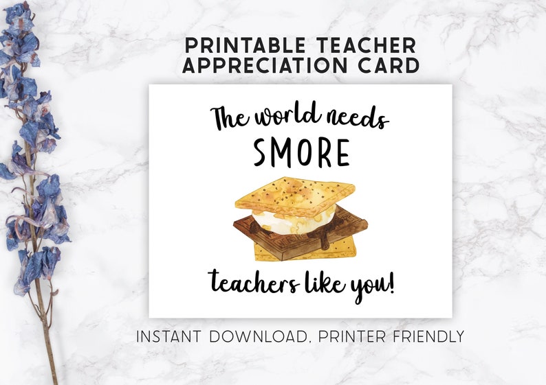 Printable Teacher Appreciation Card Smore Teachers Like You | Etsy