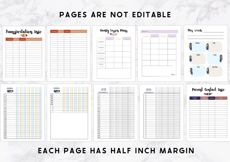 Printable Teacher Planner Boho Feather Ultimate Teacher - Etsy