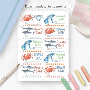 Printable Classroom Reward Punch Cards, Ocean Life Positive Class ...