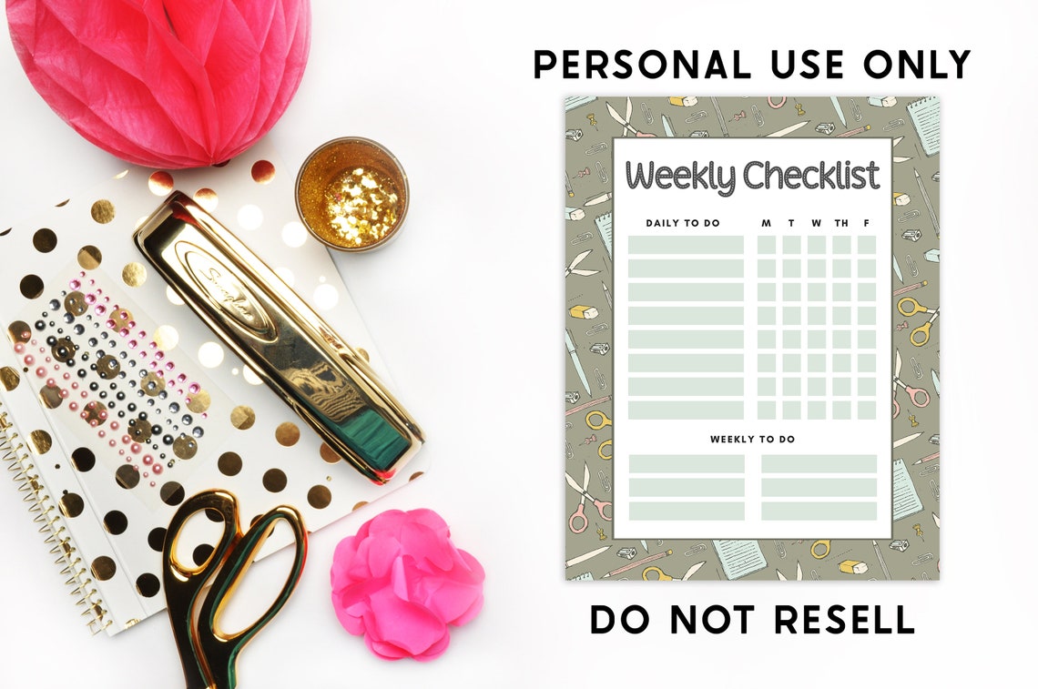 Printable Weekly Checklist for Teachers Mom Weekly Planner | Etsy
