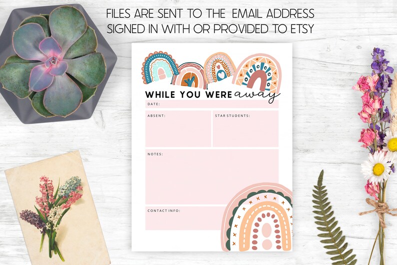 Printable Substitute Teacher While You Were Away Note Boho - Etsy