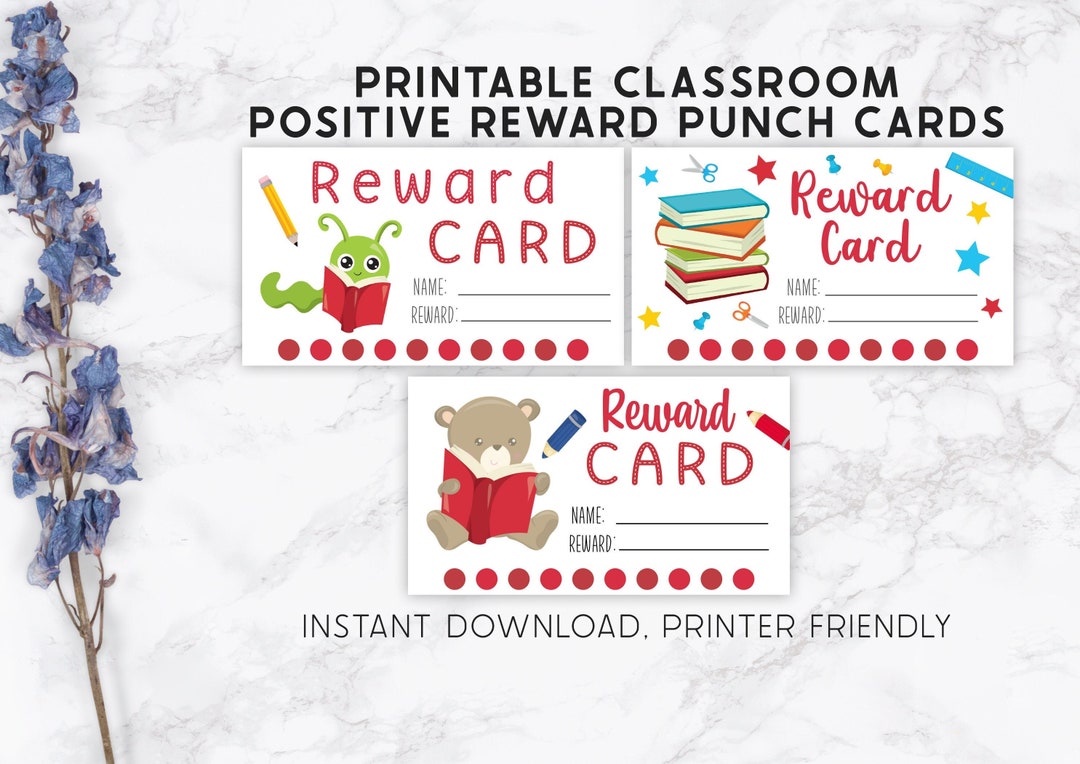 Printable Classroom Reward Punch Cards Set of 3 Incentive - Etsy
