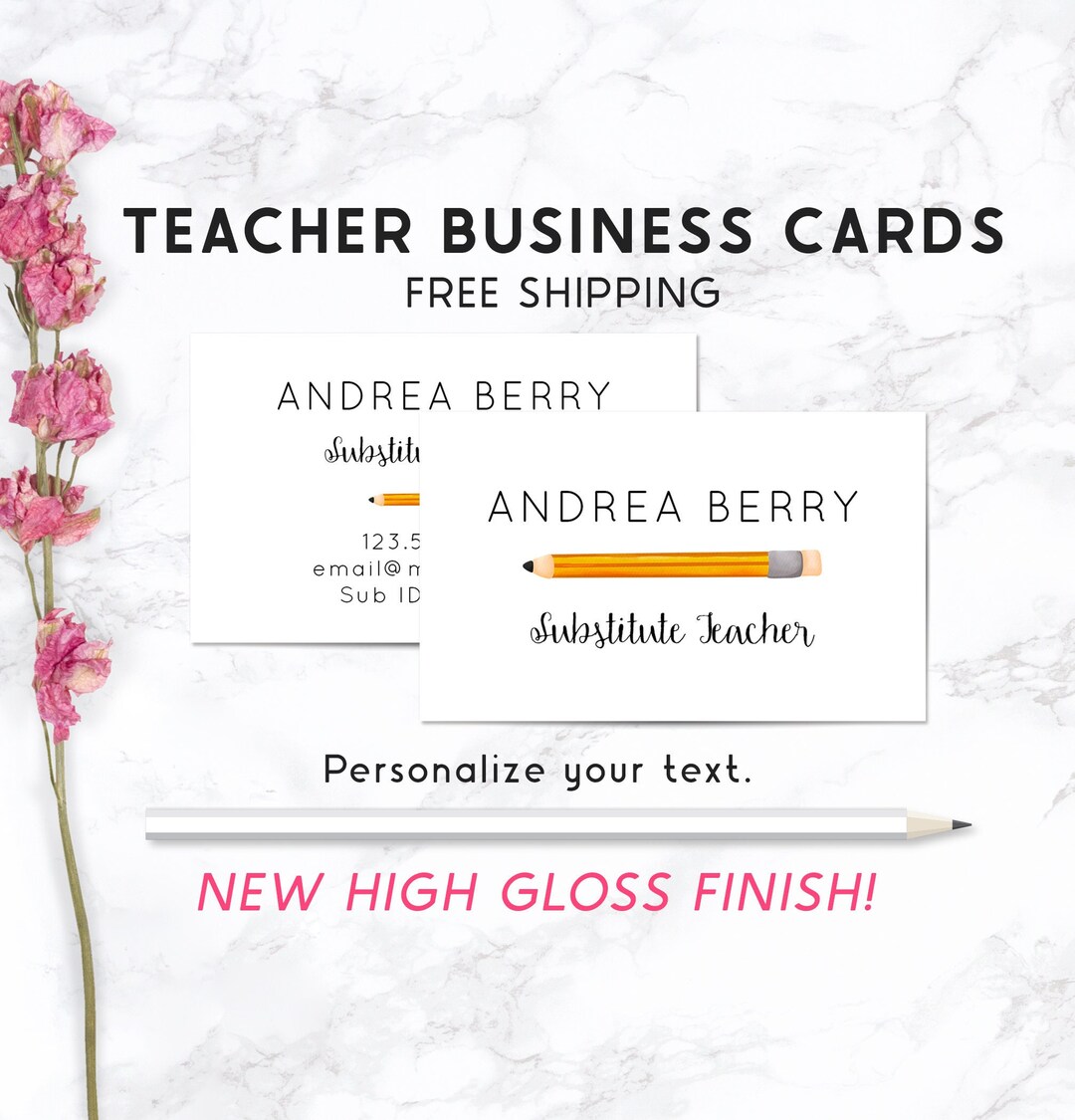 Substitute Teacher Business Cards Open House Contact Cards - Etsy