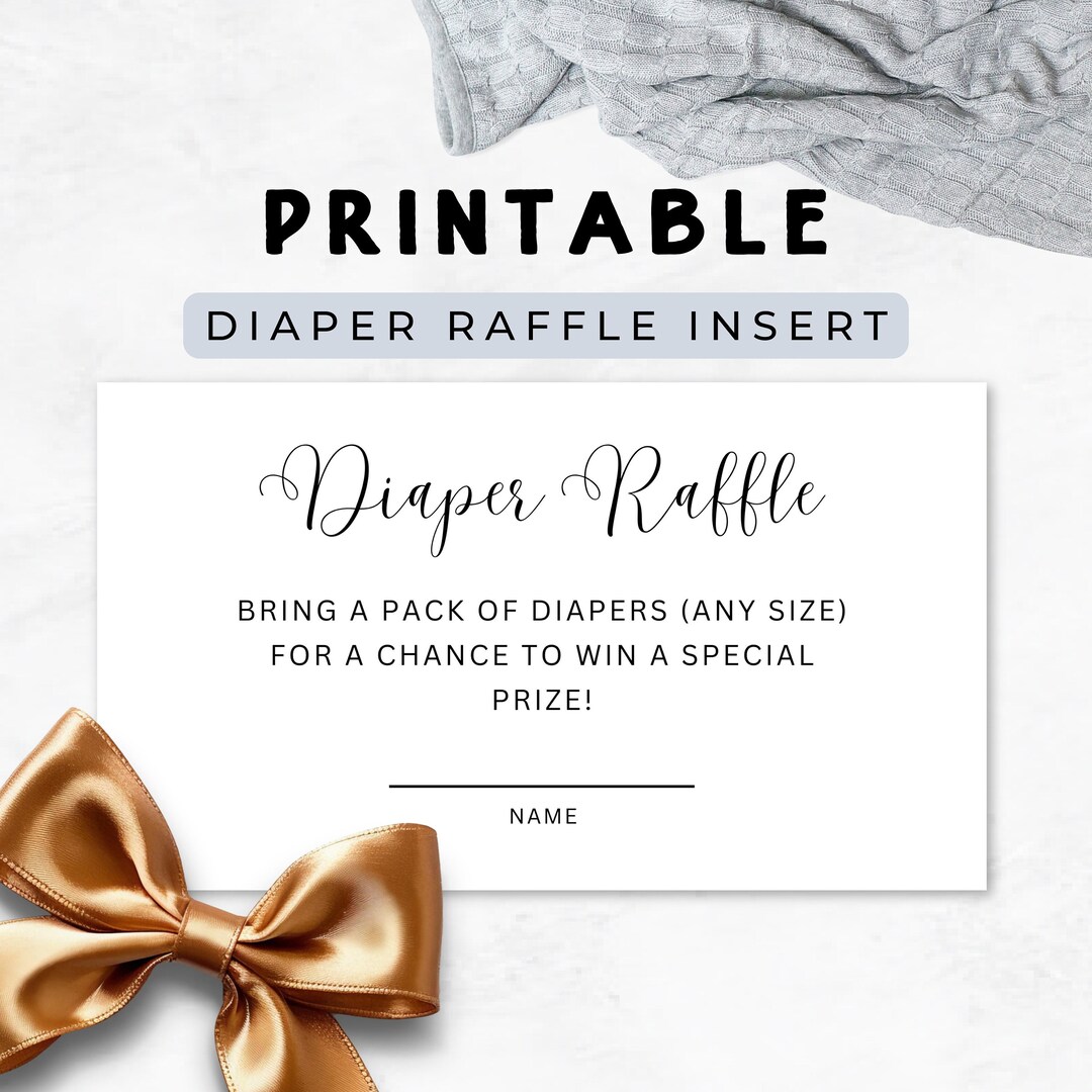 Diaper Raffle Ticket and Table Sign, Baby Shower Diaper Raffle Game ...