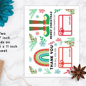 Printable Christmas Gift Card Holder Bundle, Teacher Gift Idea, Thanks ...