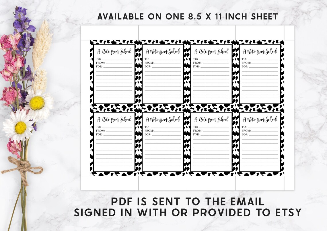 Printable Notes From Teacher Cow Print Reward Cards Farm - Etsy