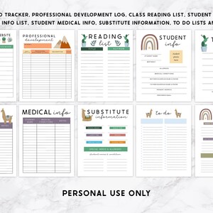 Huge Printable Teacher Planner, Boho Llama Theme Binder Planner, Back ...