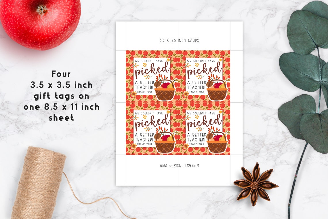 Printable Teacher Gift Tags Autumn Teacher Gift Teacher - Etsy