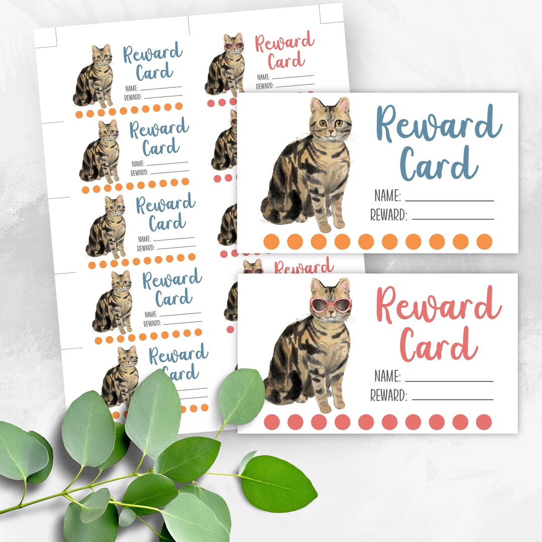 Printable Classroom Reward Punch Cards, Set of 2 Cat Themed Incentive ...