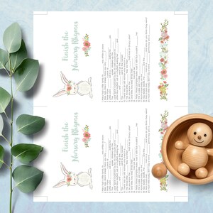Nursery Rhymes Game Quiz, Baby Shower Game, Printable Bunny Baby Shower ...