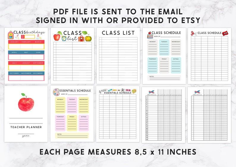 Printable Teacher Planner, School Theme Ultimate Teacher Binder, Back ...