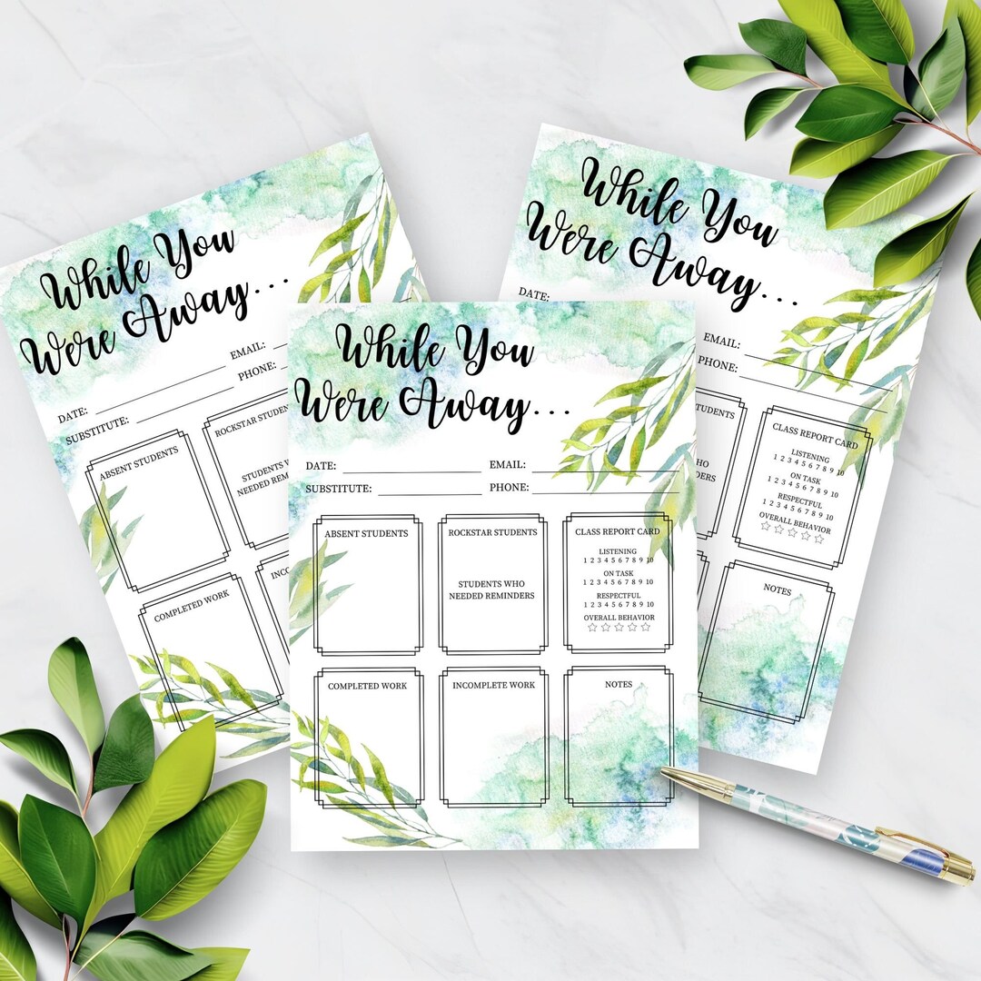Editable Substitute Teacher Note, Printable While You Were Away ...