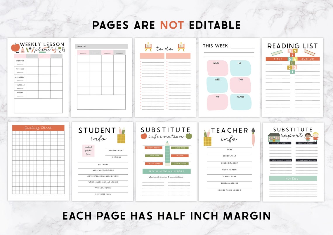 Printable Teacher Planner School Theme Ultimate Teacher - Etsy Canada