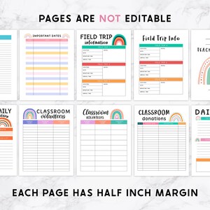 Printable Teacher Planner Rainbow Theme, Ultimate Teacher Binder, Back ...
