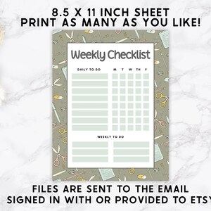 Printable Weekly Checklist for Teachers, Mom Weekly Planner, Student to ...