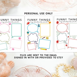 Printable Teacher Funny Things My Students Said Mini Bundle, Easy ...