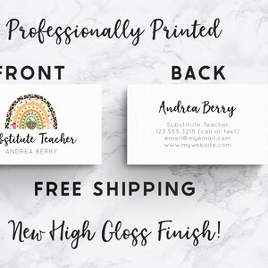 Substitute Teacher Business Cards, Open House Contact Cards, Private ...
