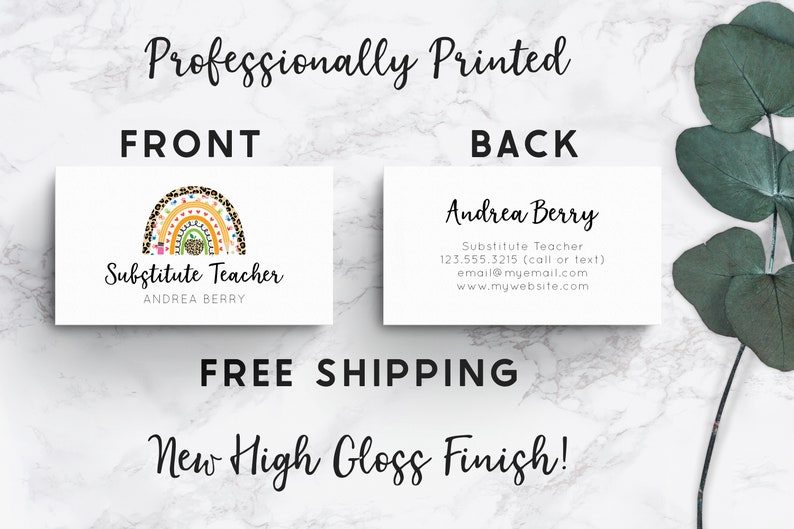 Substitute Teacher Business Cards, Open House Contact Cards, Private ...