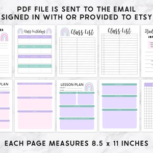 Printable Teacher Planner, Pastel Rainbow Teacher Binder, Big Teacher ...