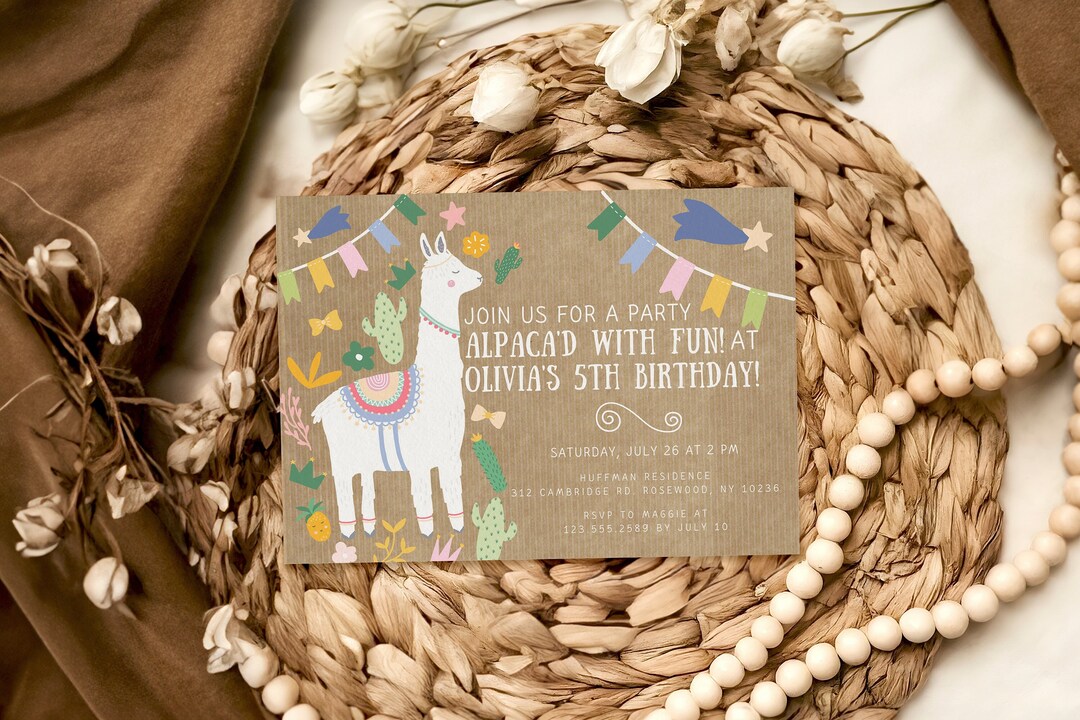Editable Llama Birthday Party Invitation, Whole Llama Fun Invite ...