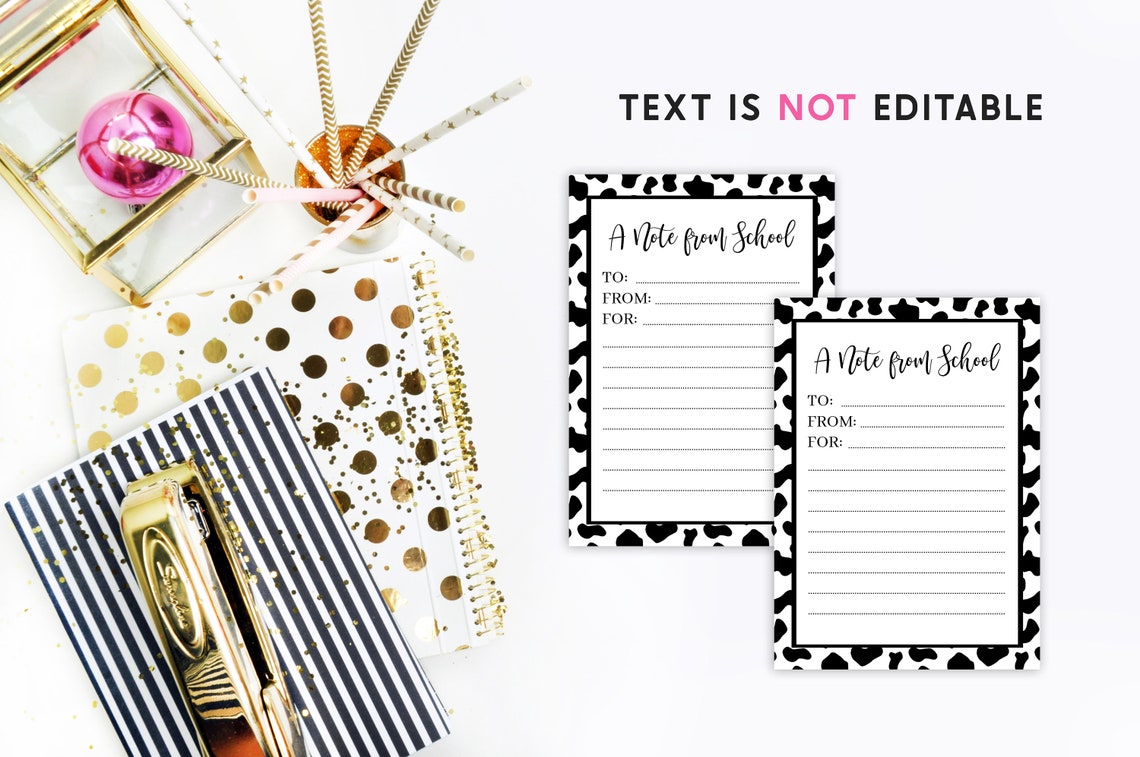 Printable Notes From Teacher Cow Print Reward Cards Farm - Etsy