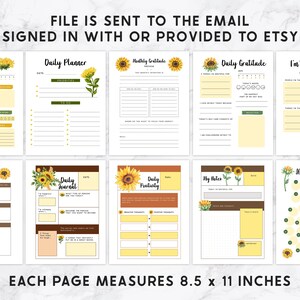 Printable Self Care Planner, Sunflower Self Care Journal, Wellness ...