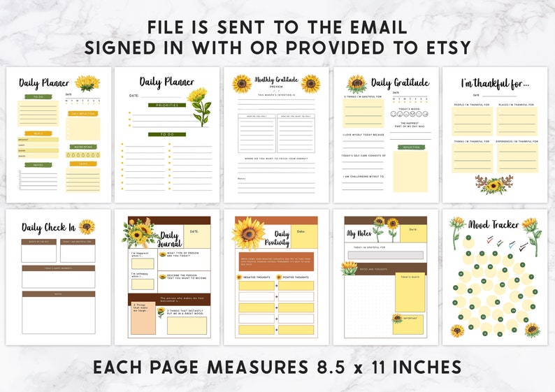 Printable Self Care Planner Sunflower Self Care Journal - Etsy