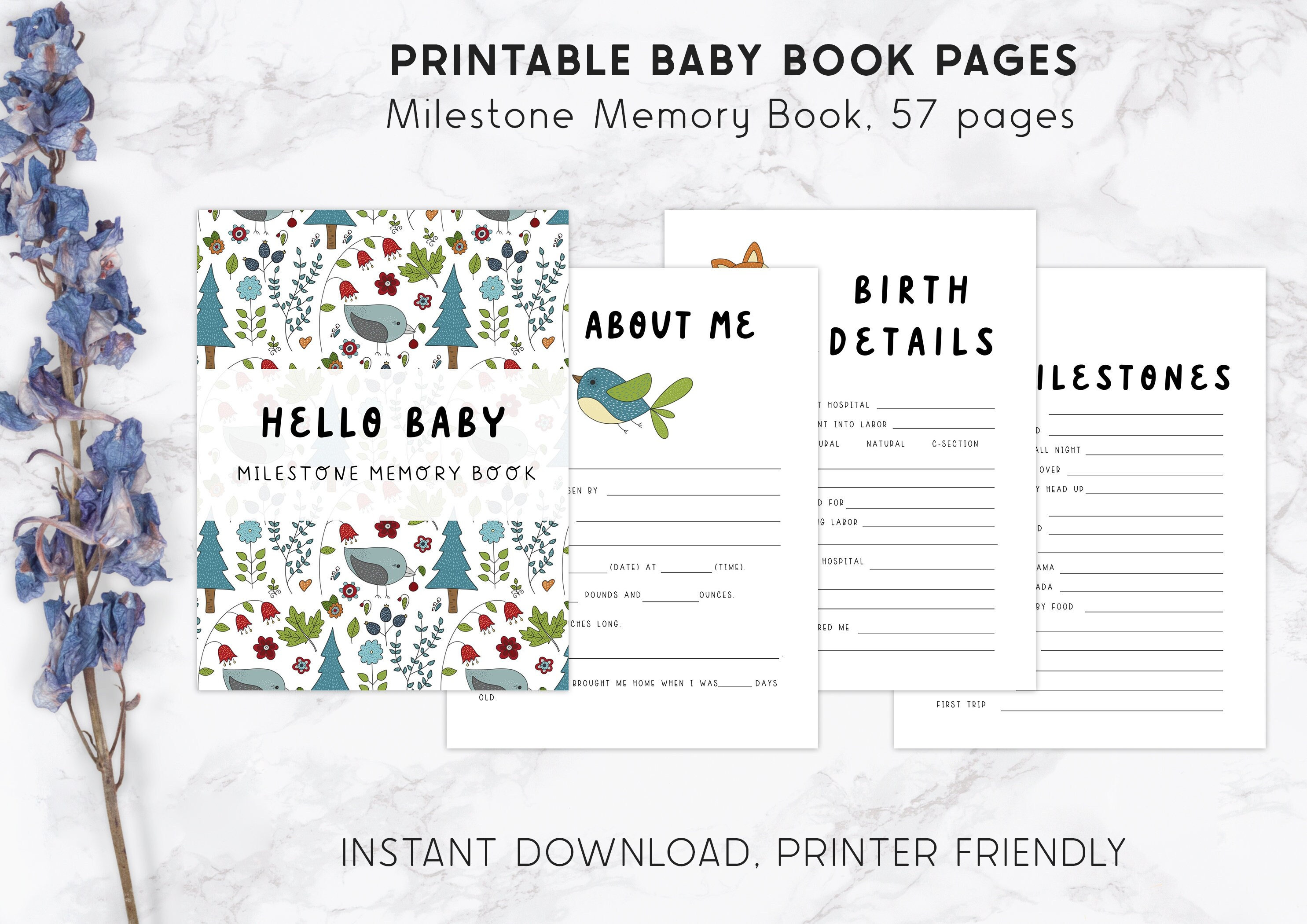 Printable Baby Book Baby Book Pages Baby Milestone Book - Etsy