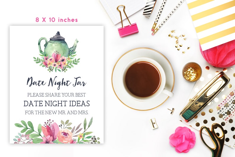 Printable Date Night Ideas Sign Bridal Shower Date Night Jar | Etsy