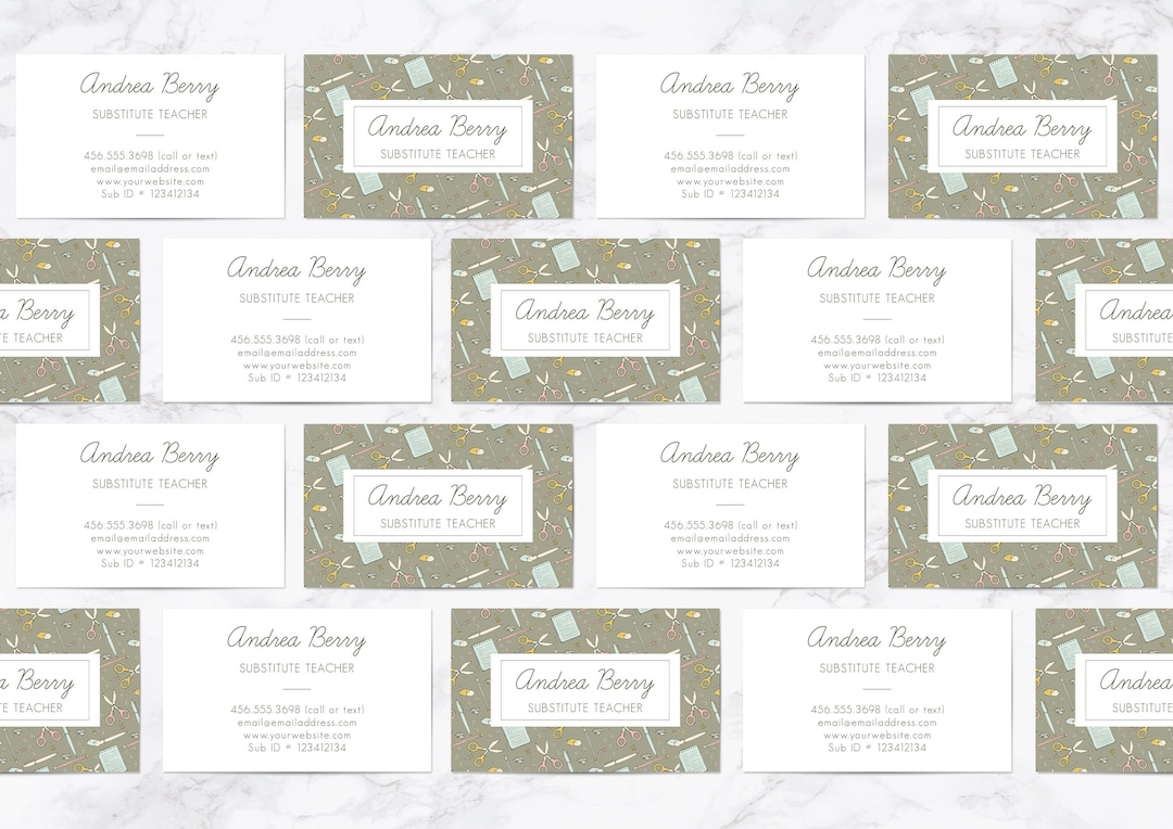 Teacher Business Cards, Substitute Teacher, School Supplies, Meet the ...