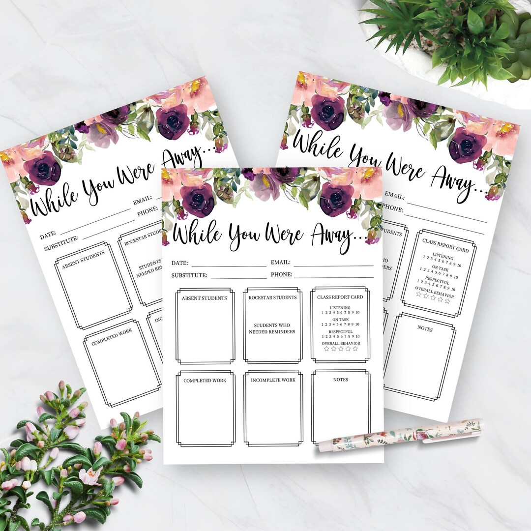 Printable Substitute Teacher Note, While You Were Away, Back to School ...