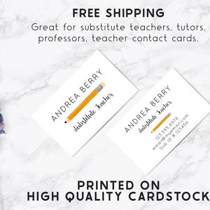 Substitute Teacher Business Cards, Open House Contact Cards, Back to ...