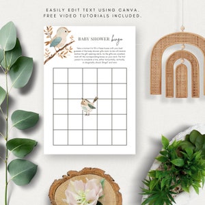 Baby Bingo Game, Editable Woodland Birds Game Template, Gender Neutral ...