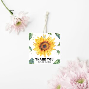 Editable Thank You Gift Tags, Printable Sunflower Teacher Gift Tags ...