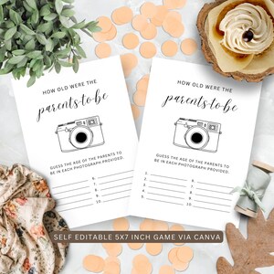 Baby Shower How Old Were the Parents to Be Game, Editable Guess Their ...