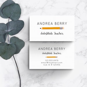 Substitute Teacher Business Cards, Open House Contact Cards, Back to ...