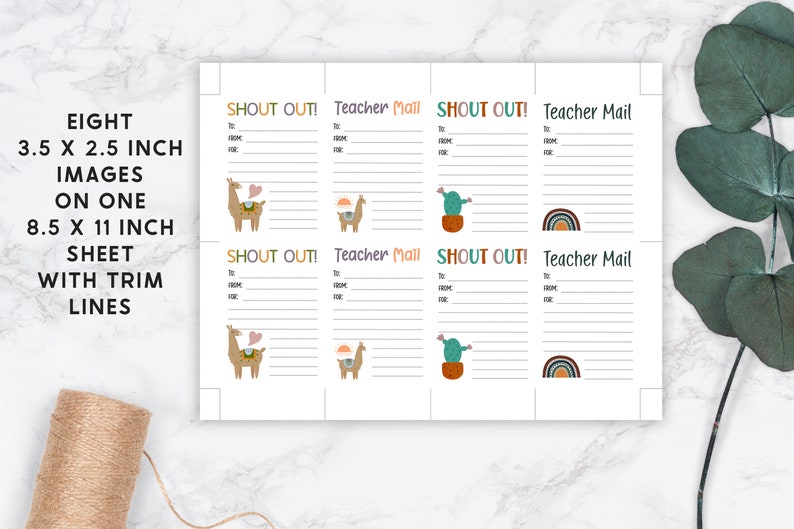 Printable Notes From Teacher Cards Boho Llama Reward Cards - Etsy