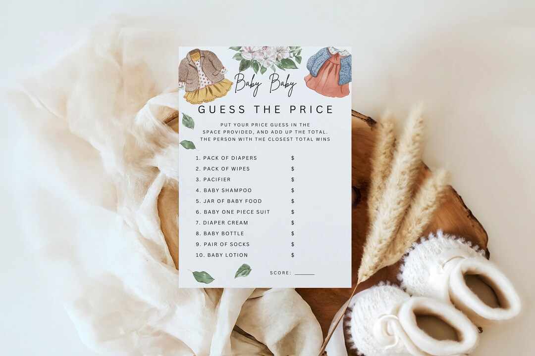 Guess the Price Baby Shower Game, Editable Price is Right Game, Baby ...