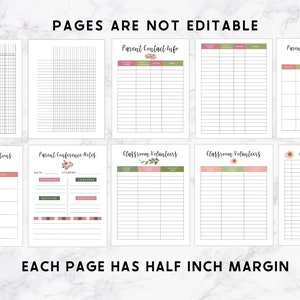 Printable Teacher Planner, Pink Flower Theme Ultimate Teacher Binder ...