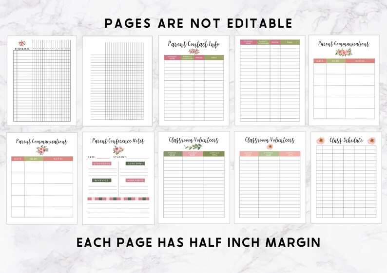 Printable Teacher Planner Pink Flower Theme Ultimate Teacher - Etsy