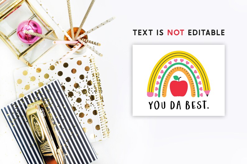 Printable Teacher Appreciation Card You Da Best Teacher Card - Etsy