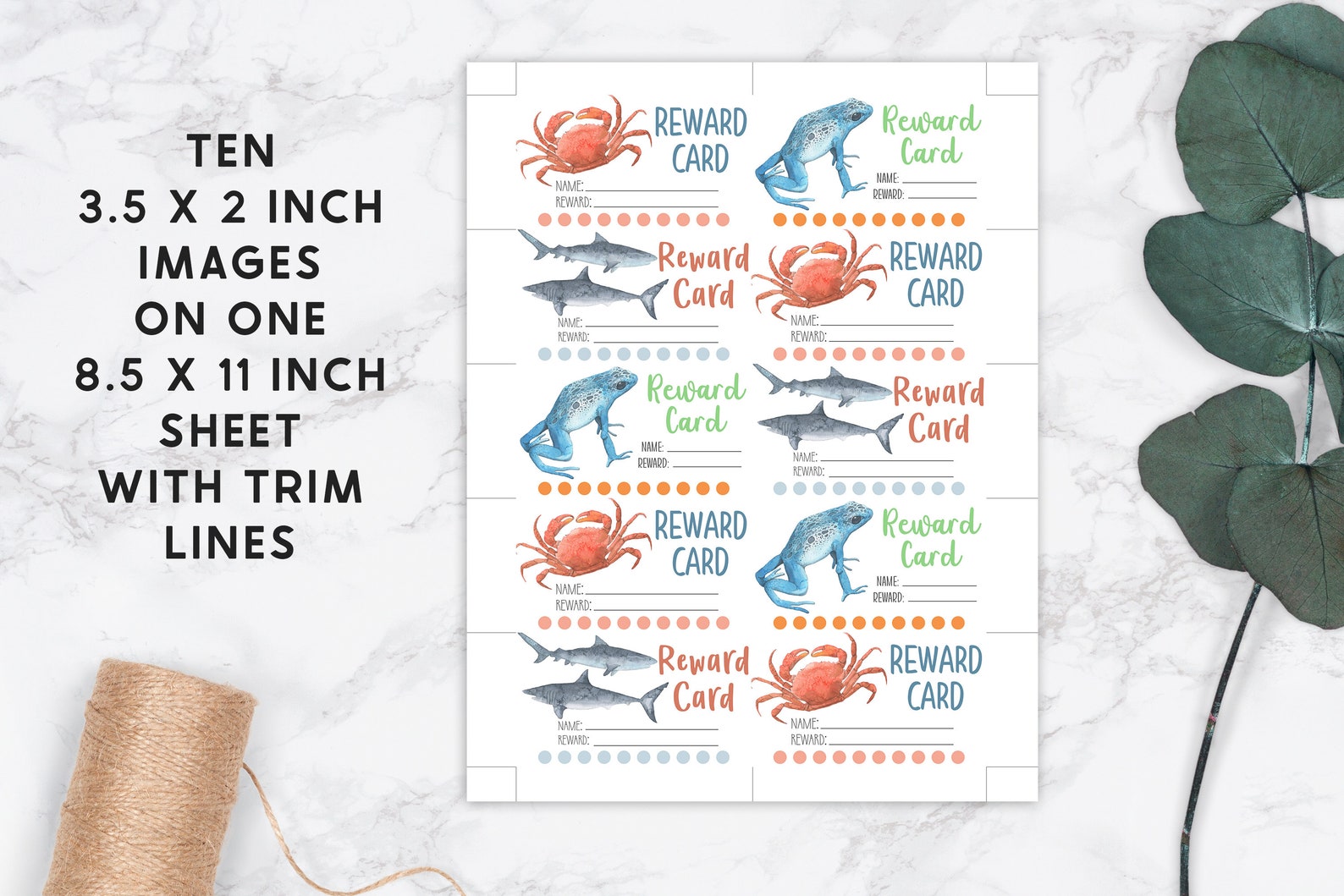Printable Classroom Reward Punch Cards Ocean Life Positive | Etsy