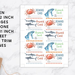 Printable Classroom Reward Punch Cards Ocean Life Positive - Etsy