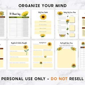 Printable Self Care Planner Sunflower Self Care Journal - Etsy
