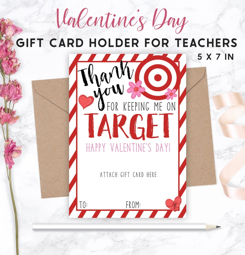 Teacher Valentine Gift Card Holder Printable Target Teacher | Etsy