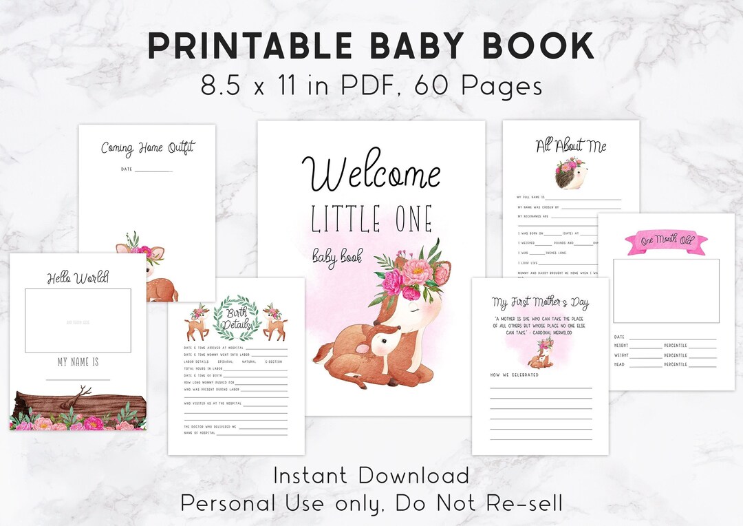 Printable Baby Book, Baby Book Pages, Baby First Year, Baby Memory Book ...